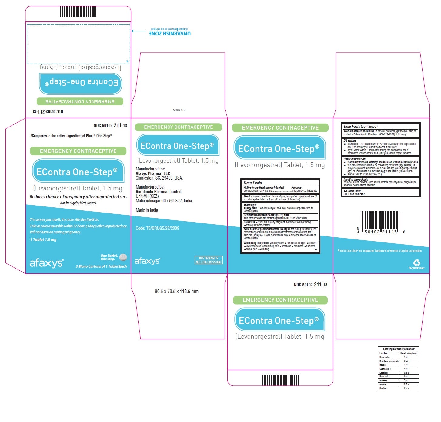 EContra One Step Levonorgestrel Tablet 1.5mg Emergency Contraceptive 3 ...